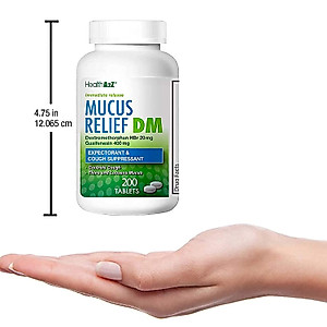 HealthA2Z® Mucus Relief DM | Dextromethorphan HBr 20mg | Guaifenesin 400mg | Cough, Immediate Release, Uncoated (200 Count (Pak of 1))