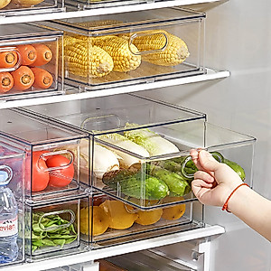 MANO 2Pack Clear Fridge Drawers Pull Out Stackable Refrigerator Drawer Organizer Bins Pantry Storage Box Plastic Food Containers for Kitchen Bathroom Office Closet (X-Large)