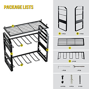 Power Tool Organizer Heavy Duty, Wall Mounted Utility Storage Rack with 8 Drill Slots and Extra-Large Capacity, Garage Tool Organizers and Storage, Floating Shelf for Drills, etc