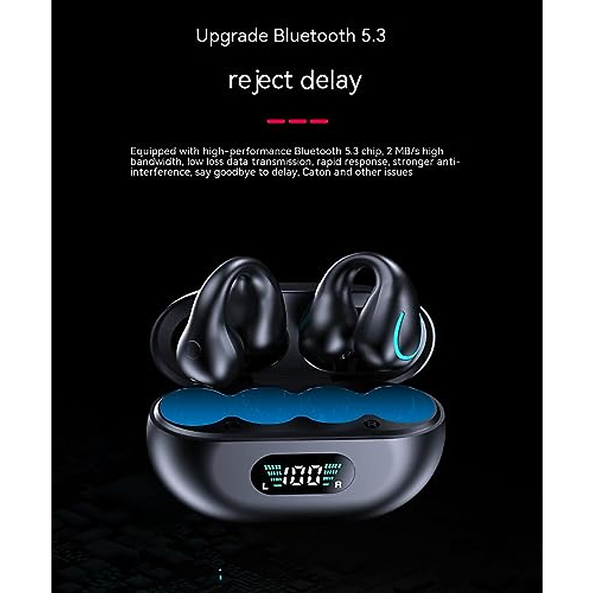 Wireless Bluetooth Sports Ear Clip-on Noise-Cancelling Headphones