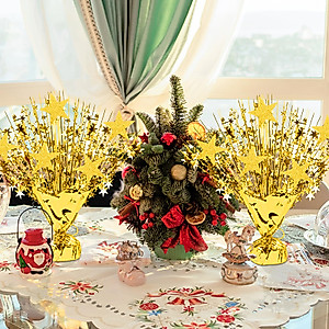 LACGO 4 PCS Metallic Foil Spray Centerpieces for Table - 12’’ Gold Centerpieces Decors with Star Party Favor Supplies for Wedding Birthday Baptism Graduation Celebration Home Decorations