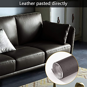 DXBULL Large Leather Repair Patch 17.3x78.7 inch Repair Tape Self-Adhesive for Furniture Sofas Car Seats Chair Couches Handbags Jackets Decorative Home Hotel Wall (Black)