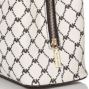 Anne Klein womens Anne Klein Triple Compartment Satchel with Card Pouch, Black/White, 13.5 L x 4.75 D 9 H US