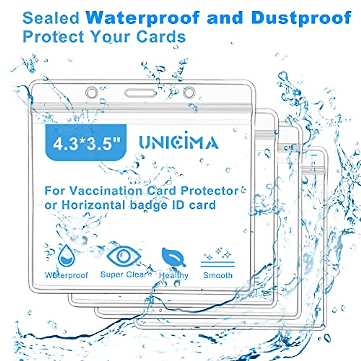 KGX Vaccine Card Holder for Travel Essentials, 4.3×3.5 in Waterproof Card Protector with Sealing Strip, Traveling Accessories, Travel Essentials for Flying, Card Protector (3 Pack)