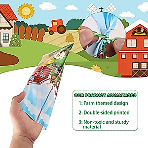 100 Pieces Farm Animal Cellophane Bags Farmhouse Party Treat Bag Cow Sheep Pig Printed Candy Goodie Bags with 100 Twist Ties for Birthday Baby Shower Party Favors Chocolate Snacks Cookies Packaging