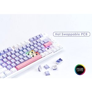 KEYMECHER KS75T 75% Mechanical Keyboard with Volume Knob, Tri-Mode Hot Swappable Gaming Keyboard, RGB Backlit, Bluetooth, 2.4G Connection with Silver Switches