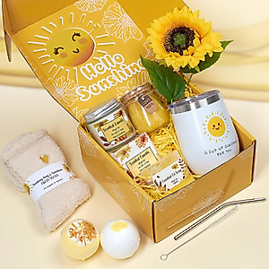 Gift Baskets For Women, Get Well Gifts for Women-8-Piece Care Package, Christmas Gifts for Women, Best Friend, Mom & Sister, Sunflower Gifts & Get Well Soon Gift Baskets - Little Box of Sunshine