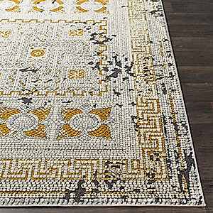 Mark&Day Area Rugs, 8x10 Herblay Updated Traditional Mustard Area Rug, Orange/Beige/Gray Carpet for Living Room, Bedroom or Kitchen (7'7" x 10'2")