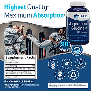 Trace Minerals Magnesium Glycinate 120mg - Bone Strength & Muscle Support - Magnesium Supplement to Aid Healthy Sleep Patterns & Relaxation - Support Nerve Function - 90 Capsules (90 Servings)