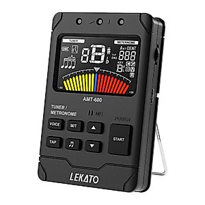 LEKATO Metronome Tuner, Rechargeable 3 In 1 Digital Metronome with TAP Tempo, Woman Vocal Counts, Tuner Tone Generator for Guitar Bass Violin Ukulele Chromatic for All Instruments
