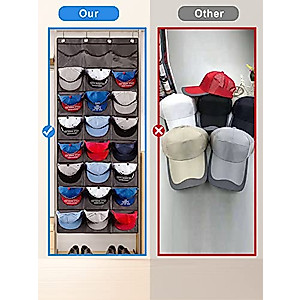 GOJUSO Hat Rack Wall Mount and 10 Adhesive Hat Hooks for Wall Over The Door with 4 Metal Hooks /4 Adhesive Hooks
