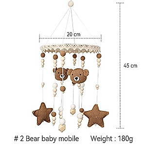 Baby Mobile for Crib - Bear Baby Crib Mobile - Boho Crib Mobile - Crib Mobile for Boys, Girls - Baby Mobile for Bassinet, Pack n Play