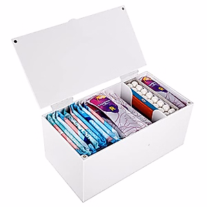 ChengFu Acrylic Magnetic Sanitary Napkin Storage Container, Pad Holder for Period, Pad Holder for Women Bathroom, Pad and Tampon Holder for Bathroom, Sanitary Napkin Dispenser, White