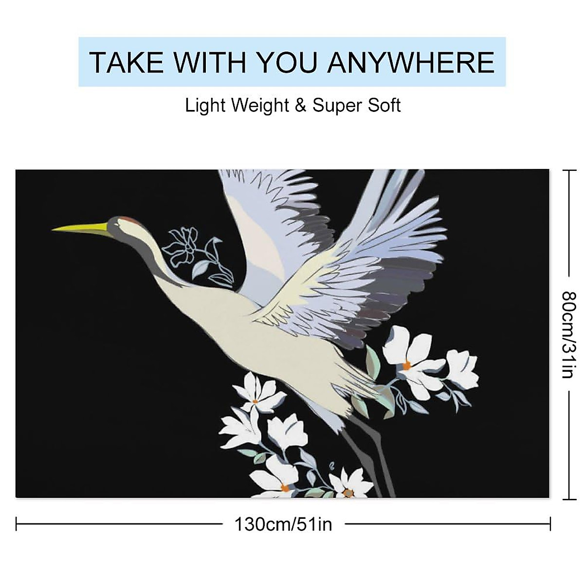 Bird Crane White Stork Microfiber Absorbent Lightweight Beach Towels Fast Dry Oversized Sand Free Beach Blanket 31x51in for Swimming Camping Travel Gym and Yoga