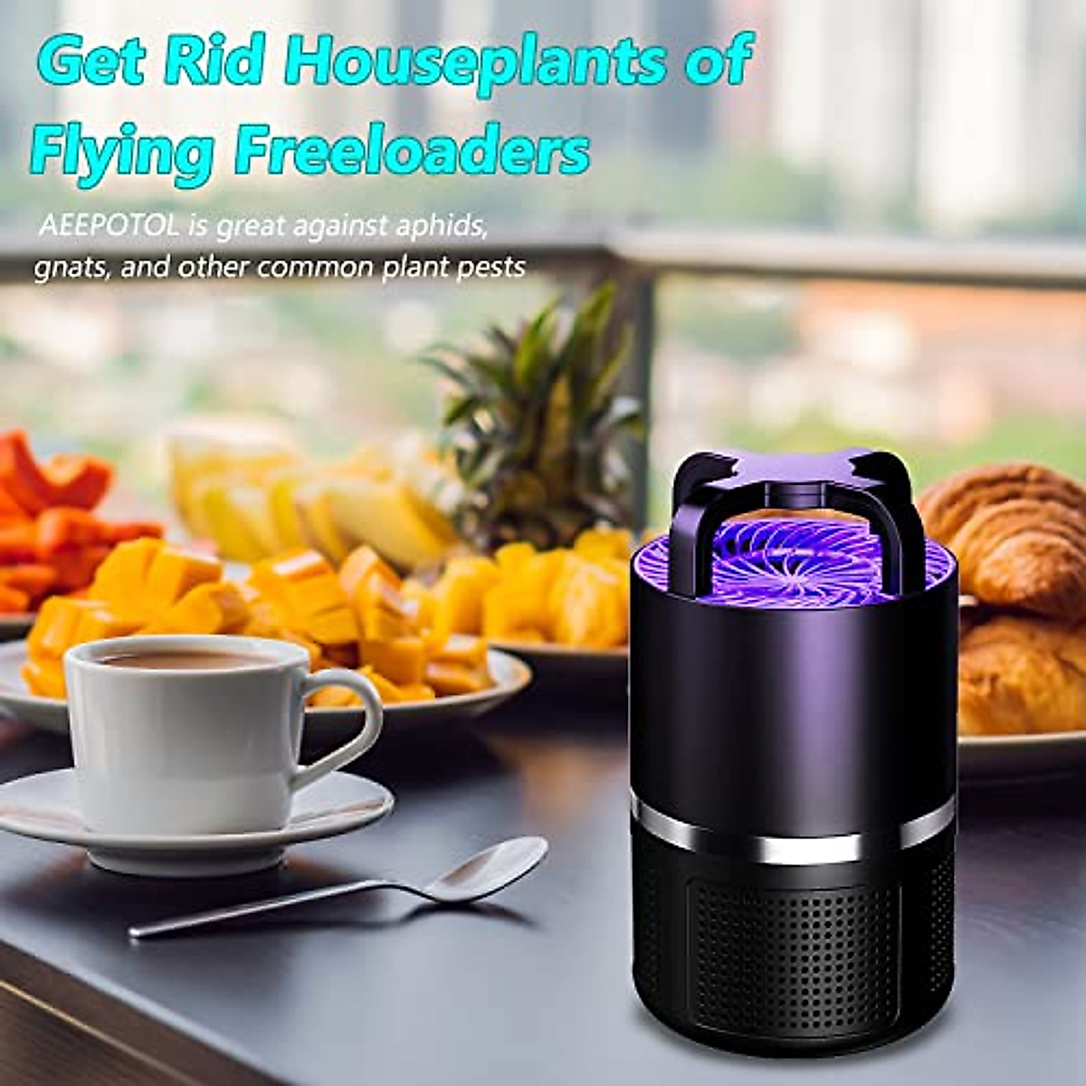 Bug Zapper, Indoor Insect Trap with UV Light, Strong Sunction and Sticky Boards Fruit Fly Traps for Fruit Flies, Mosquito, Gants in Kitchen & Home