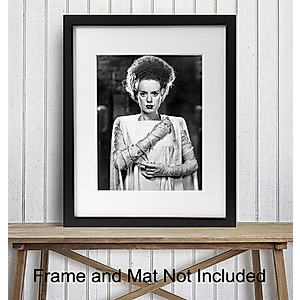 Bride of Frankenstein Poster - 8x10 Frankenstein Decor - Horror Movie Posters - Hollywood Movie Wall Art Decor Photo - Home Theater Decoration for Women - Bridal Shower Gifts - Mary Shelley