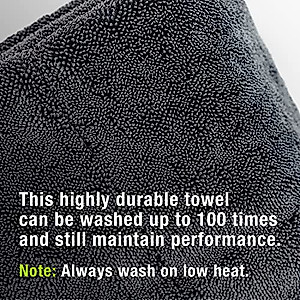 ExoForma Mega Car Drying Towel from No Streaks, Scratches, or Water Spots - Large Premium 1200 GSM Microfiber - Double Twist Pile & Edgeless Design for 1 Quick & Effortless Dry - 24” x 36”