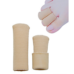 SOHLER 6 Packs Closed Toe Caps Finger Covers Sleeve Protectors, Stretchable Fabric Lined with Soft Gel (Small 3/8"x 2-1/2")