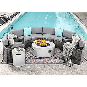 SUNSITT Outdoor 36’’ Propane Fire Pit with Tank Table 50,000 BTU Round Patio Propane Firepit Table with Tank Holder, Pit Cover, Metal Lid & Fire Glass, Grey Finish