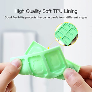 UFOPETIE 12 in 1 Game Card Case for Nintendo Switch Game Card ,Compatible with Nintendo Switch Case Animal Crossing Theme,Game Case for Animal Crossing Cards-Small Green Leaves-Thumb Grip 2PCS