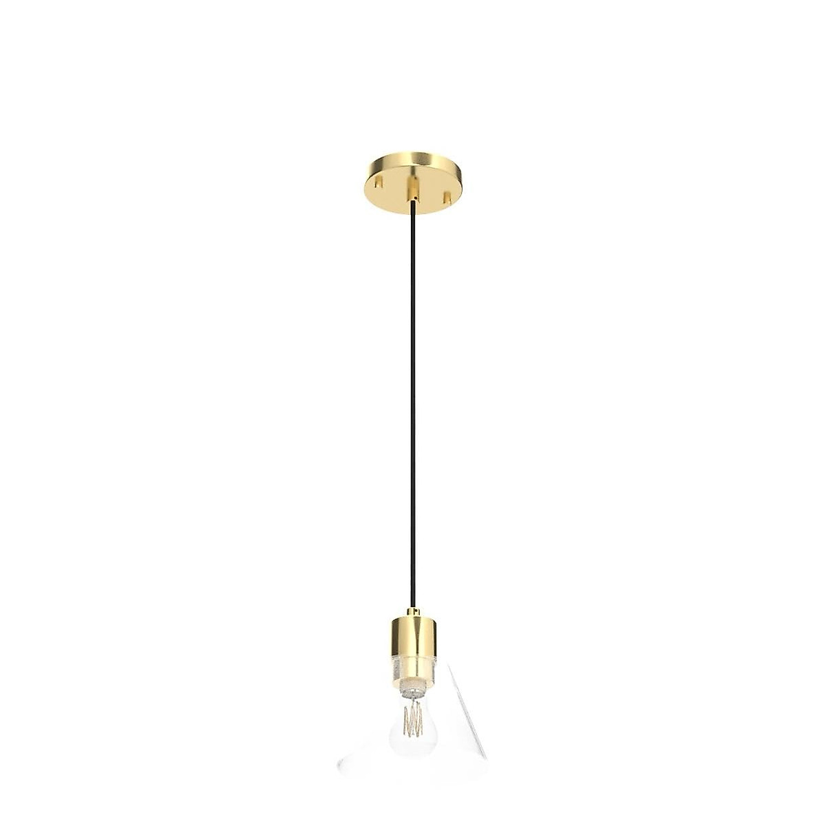 LMS 1-Light Gold Glass Pendant Light, Modern Kitchen Pendant Hanging Light with Clear Glass Shade in Gold Finish, LMS-103