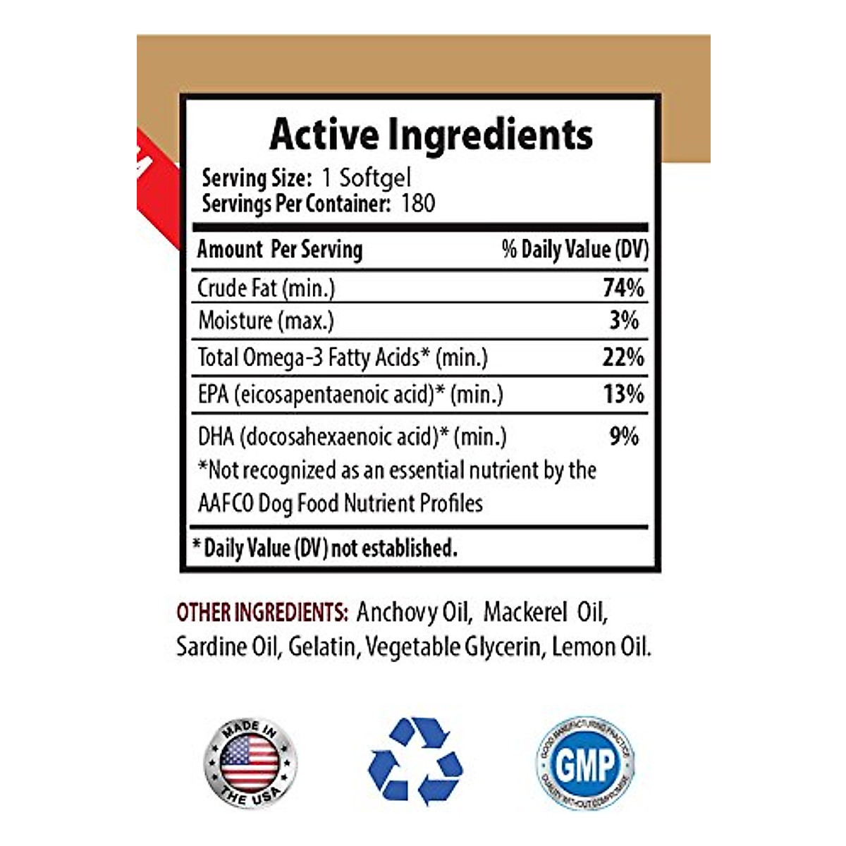 Dog Protein Supplement - Omega 3 - Dog Chewy SOFTGELS - Skin Health - Joint Support - Heart Health - Dog Omega 3 Supplement - 180 Softgels (1 Bottle)