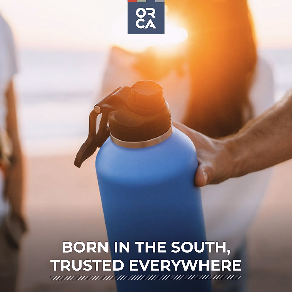 ORCA Hydra 66 oz Insulated Stainless Steel Half Gallon Water Bottle with Handle | Dishwasher Safe Thermos, Powder Coat Finish with No Sweat Body, Great Gift for Men — Checkered Orange