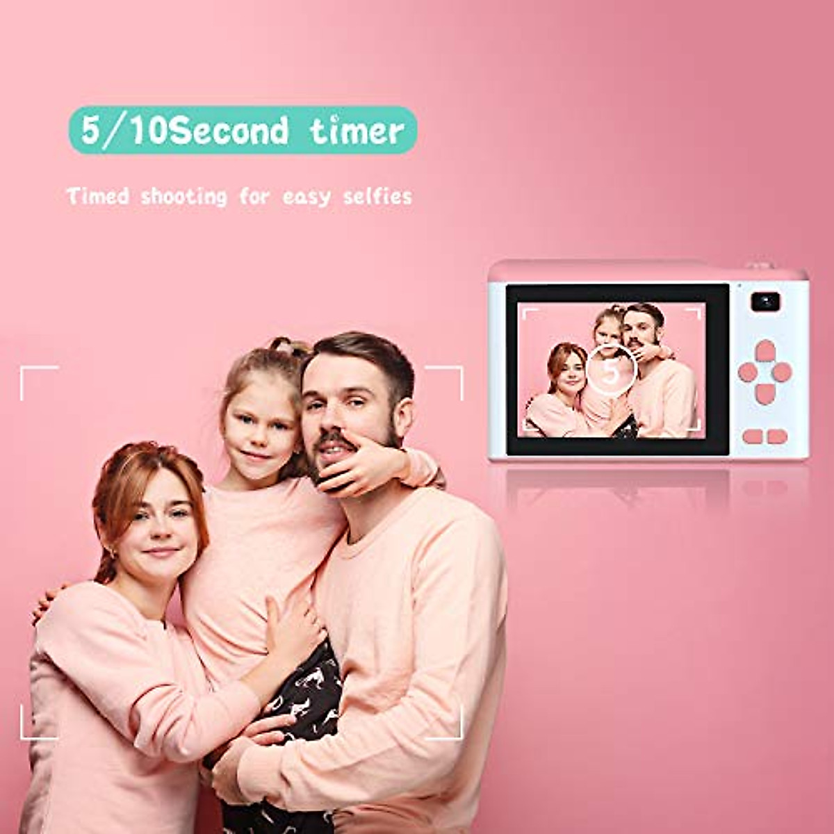 ieGeek Kids Camera,Kids Digital Camera 1080P 2.8 Inch Rechargeable Touch Screen Camera Toddler Toys Video Recorder Gifts for Kids 3-12 with 32G Memory Card