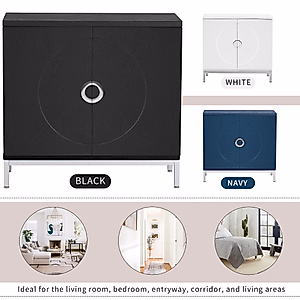 Bellemave Storage Cabinet with 2 Doors and Adjustable Shelves Wood Sideboard Buffet Cabinet with Storage and Metal Leg Accent Cabinets for Living Room Entryway Dining Room, Black