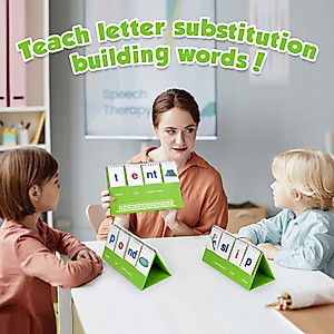 Aizweb CVCC & CCVC Word Builder,Phonics Games Flash Card for Preschool Kindergarten Classroom,Special Education Reading Manipulative Spelling Toy for Learning Activity Teacher School Supplies
