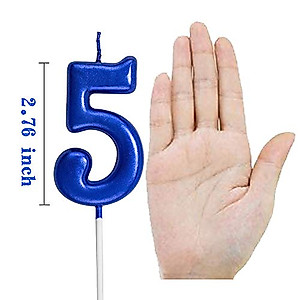 NEWCANDLE Blue Birthday Candles 5 Candle 5th Five Years Cake Bady Roman Numberal Cool Number Candle No 50 51 52 53 54 55 56 57 58 59