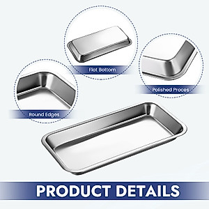 NUOMI Medical Surgical Tray Stainless Steel Instrument Trays Organizer 2 Pack Dental Procedure Tray Tools