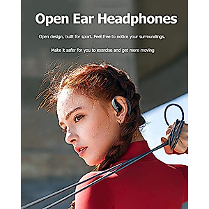 Open Ear Headphones Wireless Bluetooth Running Open Ear Clip Earbuds with Earhooks Air Bone Conduction Headphones Bluetooth Waterproof Over The Ear Wireless Wrap Around Earbuds for Gym Workout Sport