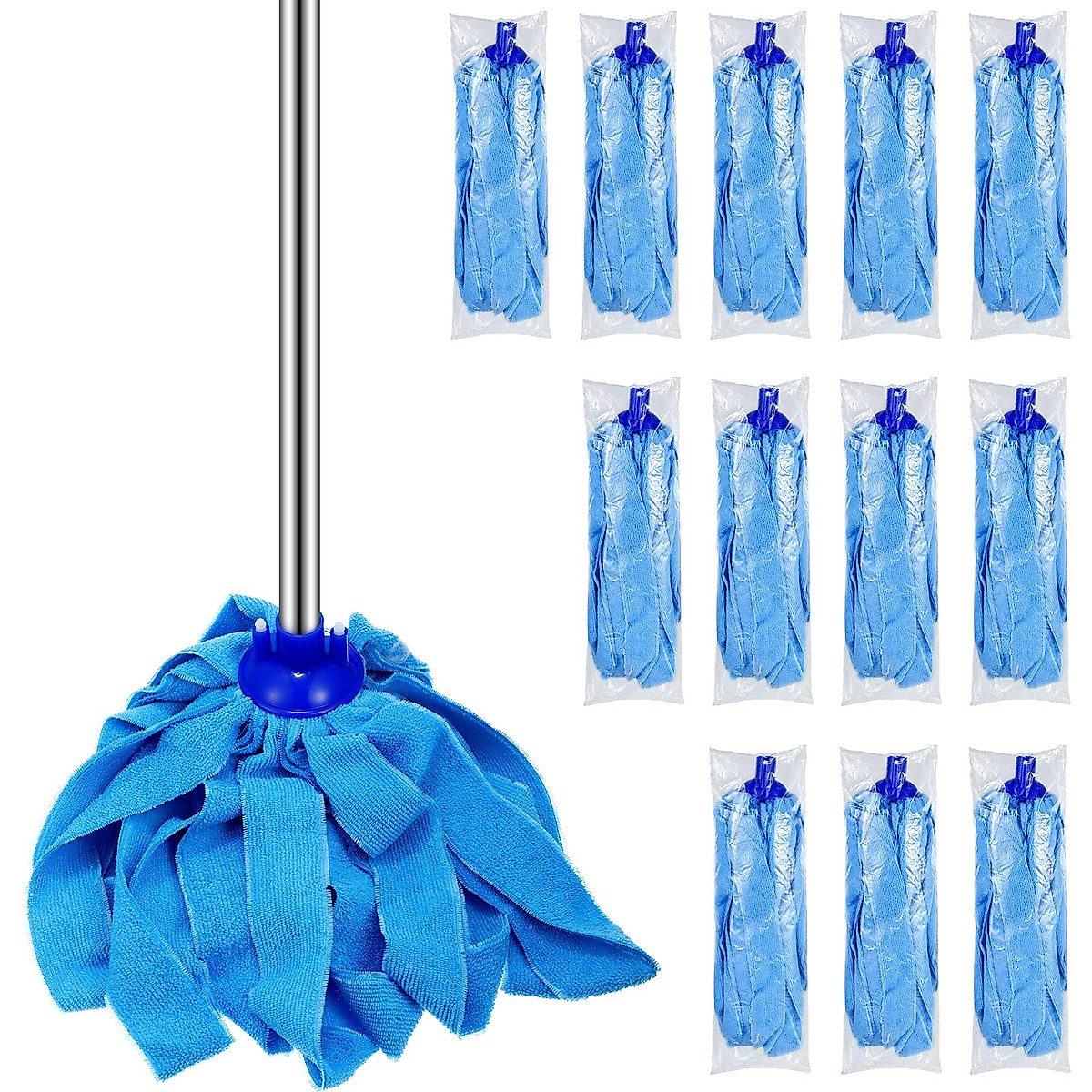 Yaomiao 12 Pcs Microfiber Mop Heads Replacement Cotton Cloth Mop Refill for 0.8" Diameter Mop Handle Floor Cleaning Wet Dry Mop Head Refills for Industrial Commercial Cleaning