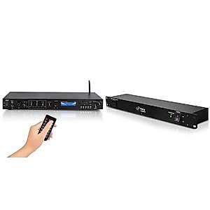Pyle Pro Audio Rack Mount Pre-Amplifier System Bundle - Bluetooth Receiver, Power Strip Surge Protector