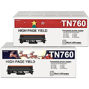 PIONOUS TN-760 TN-730 Toner Cartridge High Yield: 2 Pack TN760 TN730 Toner Cartridge Black Compatible Replacement for Brother TN 760 DCP-L2550DW MFC-L2710DW L2750DW HL-2350dw l2350dw l2370dw Printer