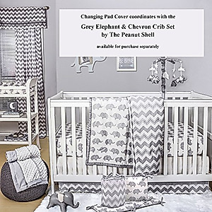 Grey Elephant Print Cotton Changing Pad Cover by The Peanut Shell