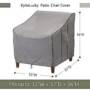 KylinLucky Patio Adirondack Chair Covers, Heavy Duty Patio Chair Cover, Waterproof Outdoor Lawn Patio Furniture Covers 2 Pack Fits Up to 32" W x 37" D x36 H inches
