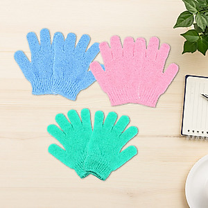 3 Pairs Exfoliating Gloves,Double Sided Exfoliating Glove,Exfoliating Body Scrub,Body Scrubber Shower Gloves,Bath Exfoliating Glove for Shower,Spa,Massage and Body Scrubs,Dead Skin Cell Remover