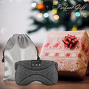 Flashmen Bluetooth Sleep Mask with White Noise Blackout Light Ice-Feeling Extra Soft Modal Lining Sleep Eye Mask Ultra-Thin Sleeping Headphones (Black)