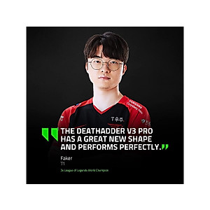 Razer DeathAdder V3 Pro Gaming Mouse: 63g Ultra Lightweight - Focus Pro 30K Optical Sensor - Fast Optical Switches Gen-3 - HyperSpeed Wireless - 5 Programmable Buttons - 90 Hr Battery - Black