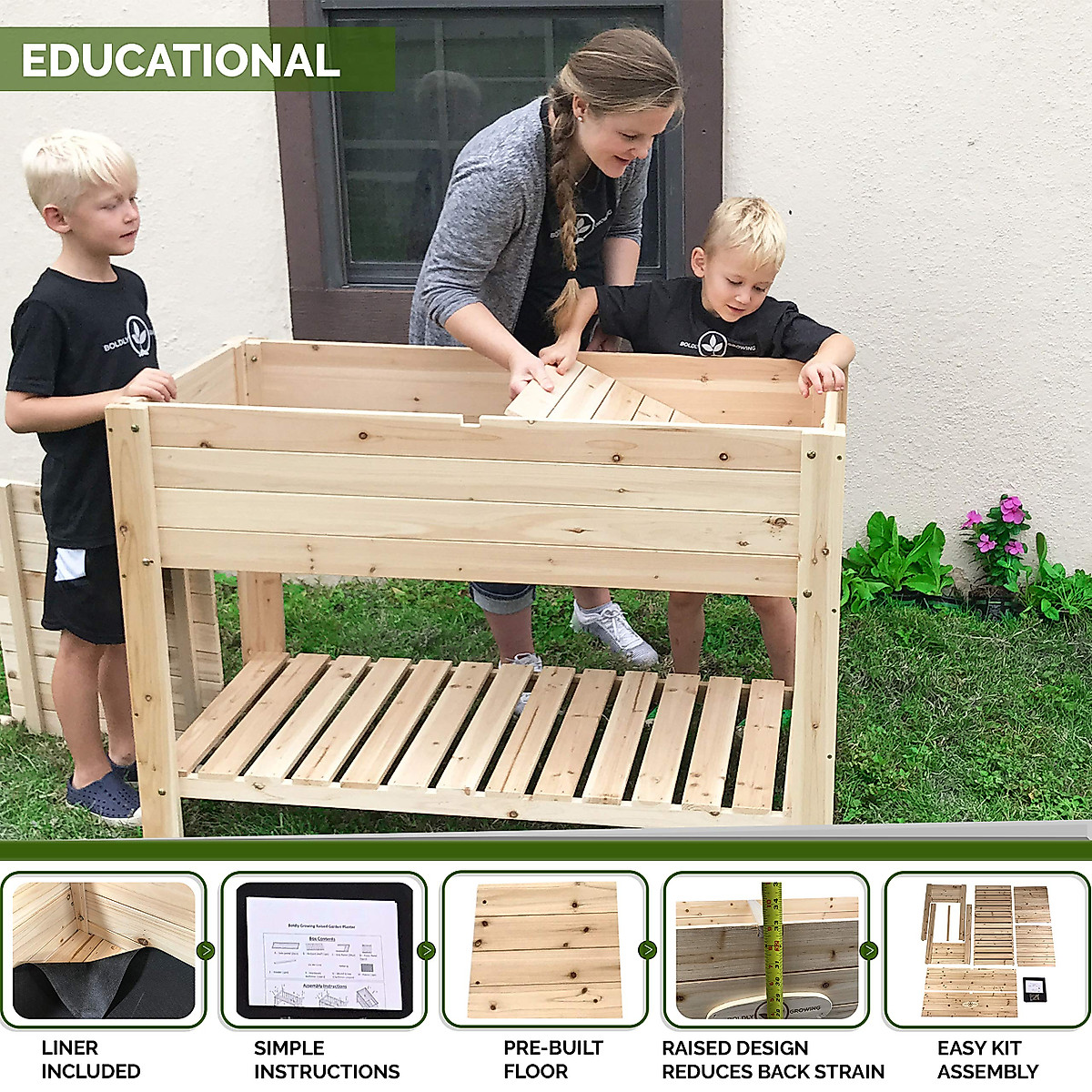 Boldly Growing Cedar Raised Planter Box with Legs – Elevated Wood Raised Garden Bed Kit – Grow Herbs and Vegetables Outdoors – Naturally Rot-Resistant - Unmatched Strength Lasts Years (4x2)