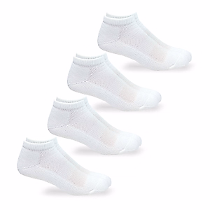 Jefferies Socks Mens Womens Military Coolmax Mesh Cushion Low Cut Socks 4 Pair Pack (9-11, White)