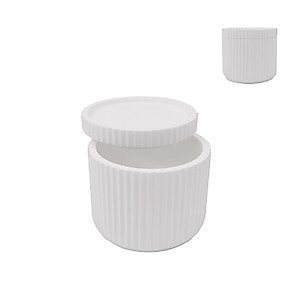 HEVSTIL Qtip Holder Dispenser with Lid Diatomite Holder Dispenser for Cotton Ball, Cotton Swab, Cotton Round Pads, Floss Picks for Bathroom Canister Storage Organization, Vanity Makeup Organizer