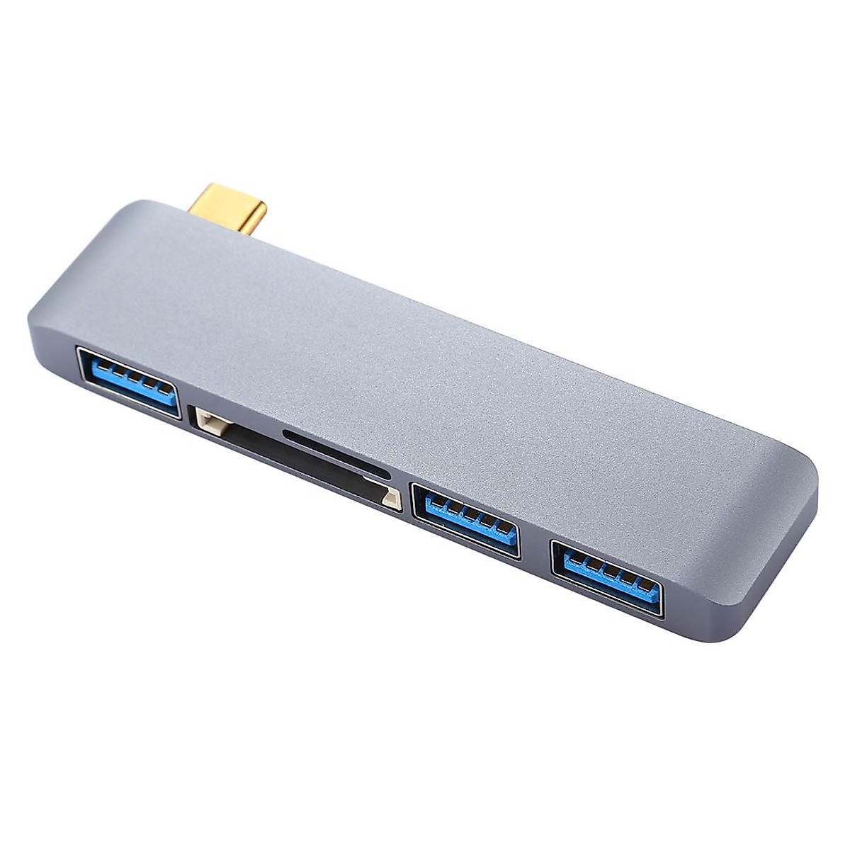Jiali USB-C Hub Converter 5 in 1 Multi-Function Aluminium Alloy 5Gbps Transfer Rate USB-C/Type-C HUB Adapter with 3 USB 3.0 Ports & SD Card Slot & TF Card Slot for MacBook 2015/2016 / 2017(Grey)