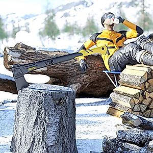 LEXIVON V28 Chopping Axe, 28-Inch Lightweight Fiber-Glass Composite Handle & Ergonomic TPR Grip | Protective Carrying Sheath Included (LX-V28)