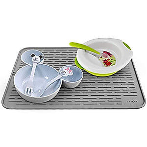 Luxet Multipurpose Premium Quality Silicone Dish Drying Mat for Kitchen, Heat Resistant, Countertop Protection, Non Slip Grip, Extra Large Trivet Size 23x17 Inches (Gray)