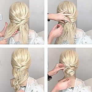 BEAYFILY Bridal Wedding Hair Vine,Extra Long Pearl and Crystal Beads Bride Head Piece,Silver Hair Accessories for Women and Girls (Silver)