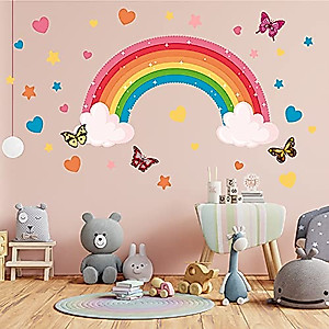 Epakh Dog Paw and Bone Print Stickers Removable Puppy Paw Wall Decals Decoration Animal Footprint Gifts for Dog Lover Bedroom Living Room(Rainbow and Butterfly)