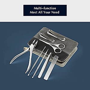 FIXBODY Nail Clippers Set- Luxury Manicure 8 in 1 Nail Care Kit, Professional Manicure Set and Pedicure Kit, Fingernail Clippers and Toenail Clippers, Gift for Men Boyfriend